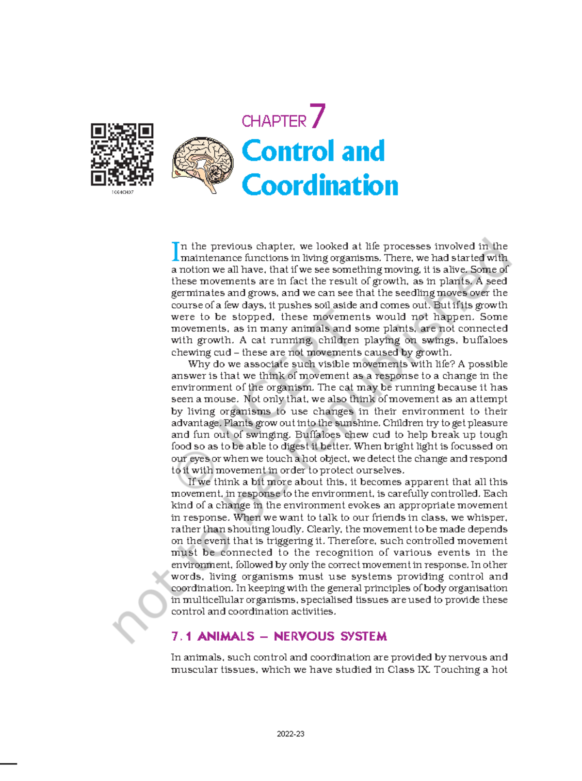 Jesc107 - Learning material - CHAPTER 7 Control and Coordination I n ...