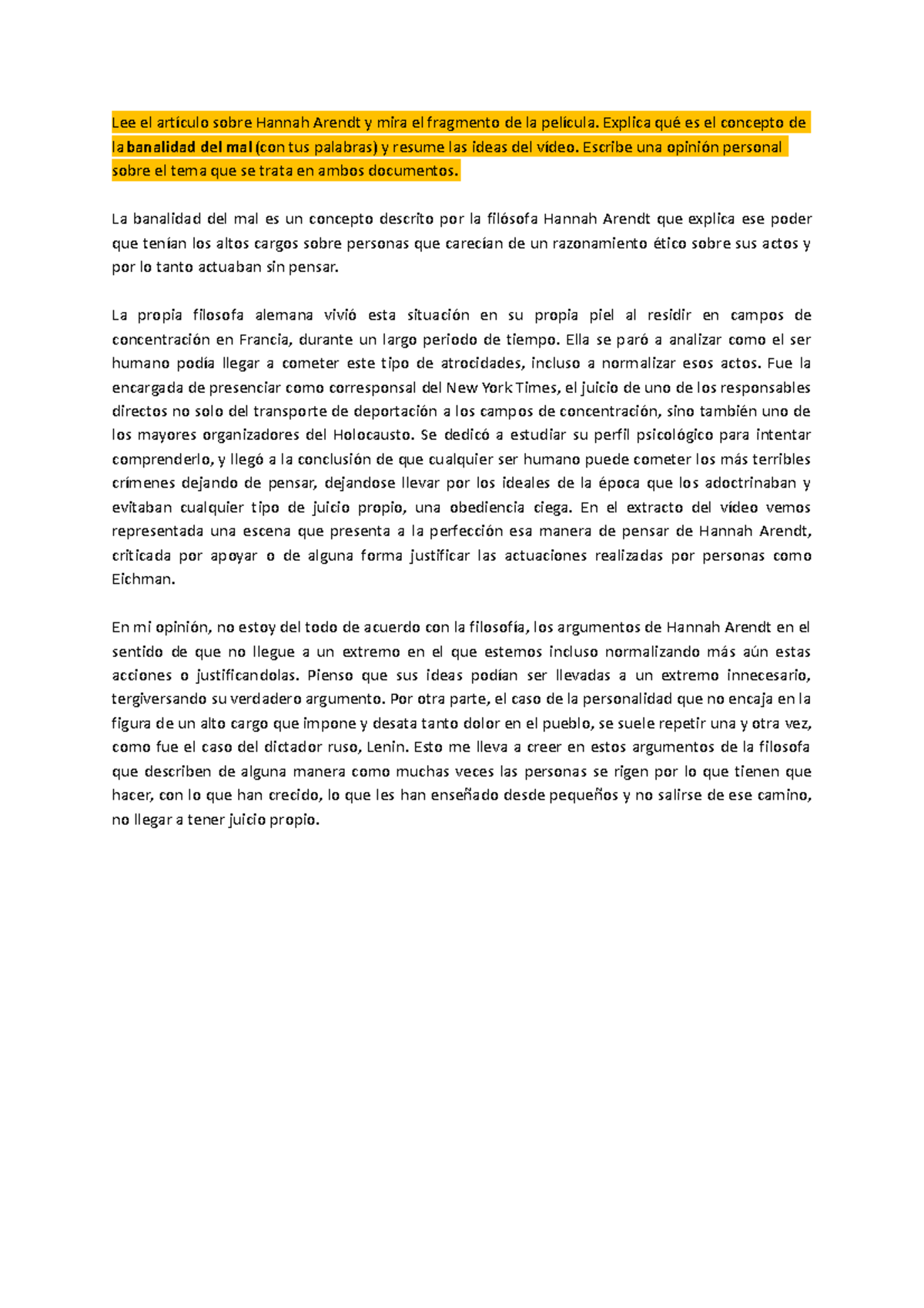 Hannah Arendt - Explica qué es el concepto de la banalidad del mal (con ...