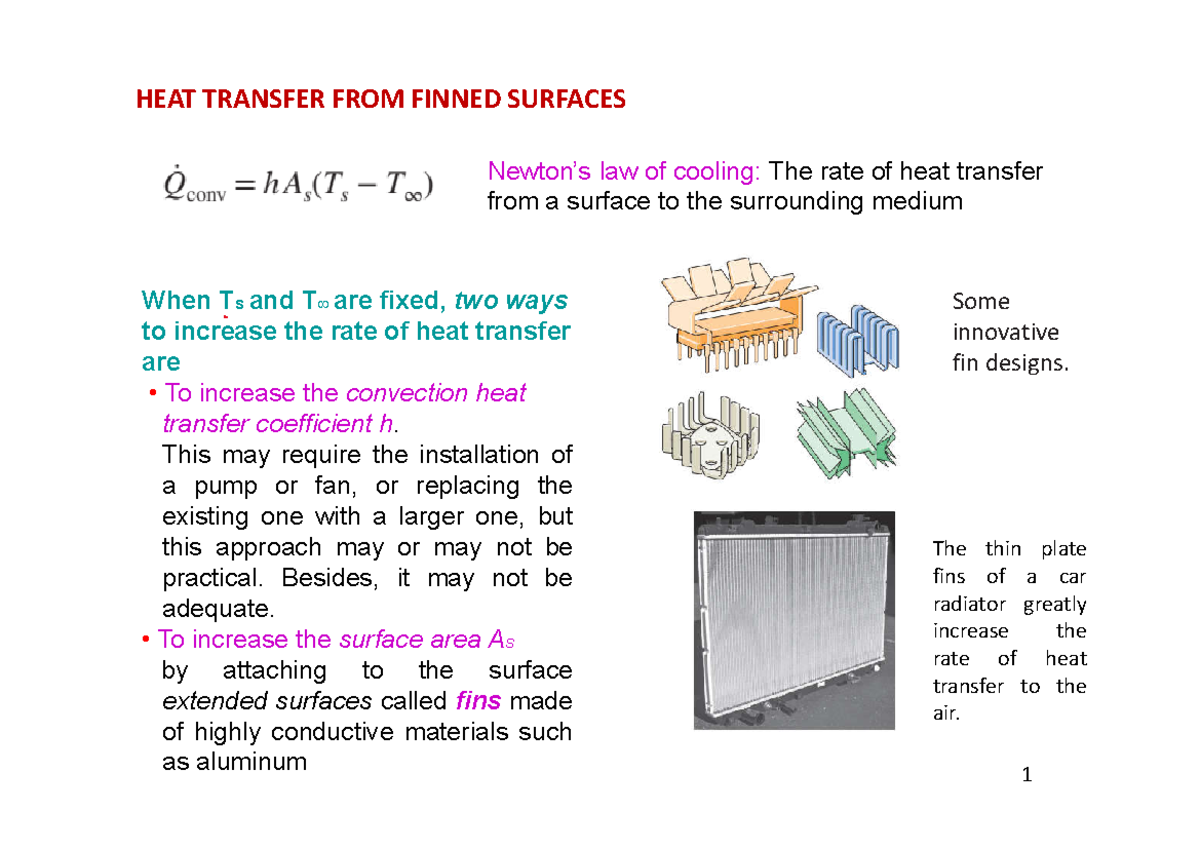 Heat Transfer From Finned Surfaces - HEAT TRANSFER FROM FINNED SURFACES ...