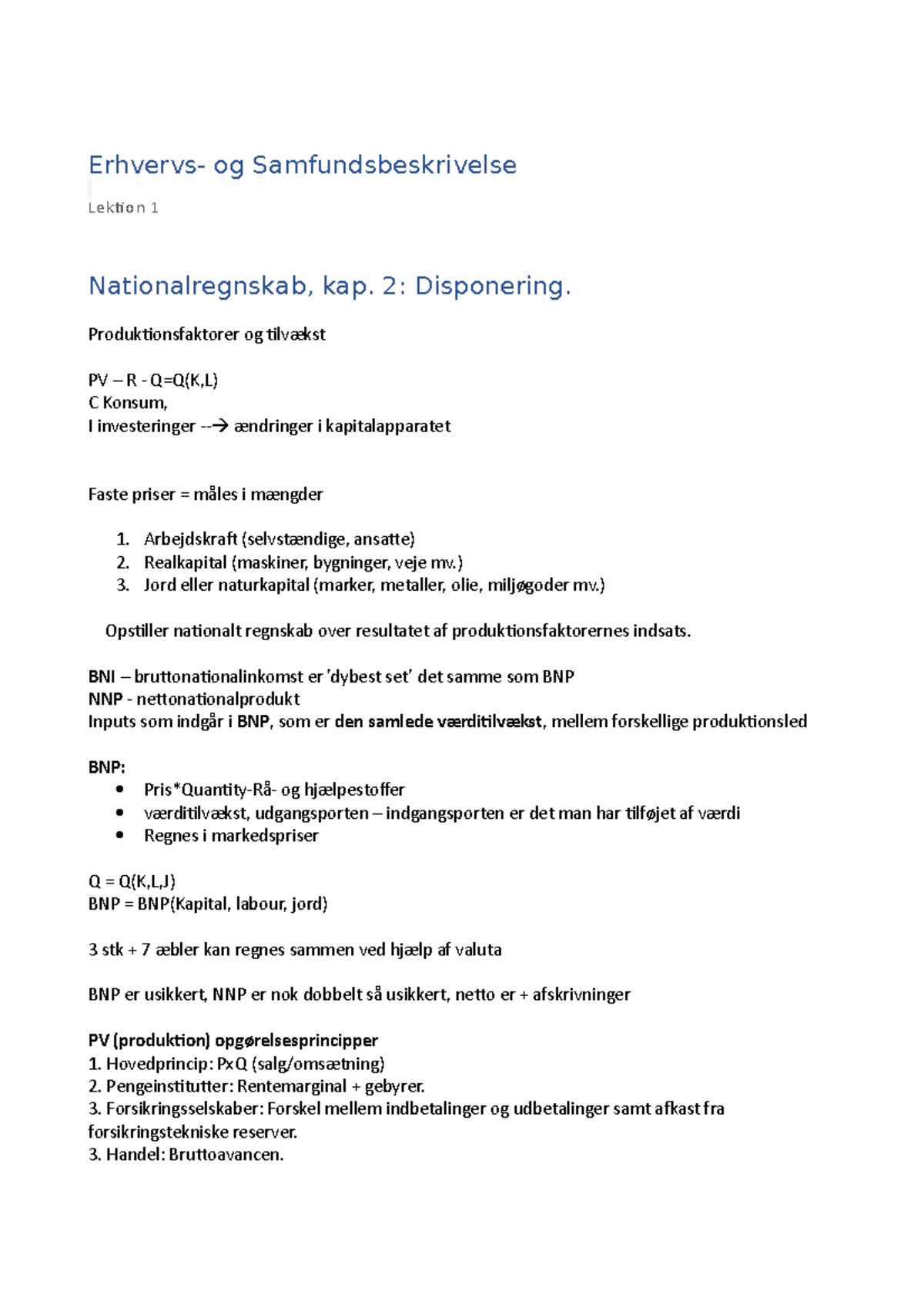 Erhvervs- og samfundsøkonomi oplæsning og eksamensforberende noter ...