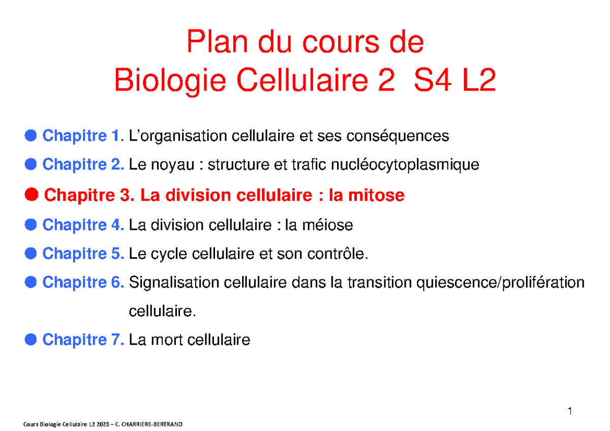 Chapitre 3 cours BC L2 2023 C. Charriere- Bertrand semaine 30 01 2023 - 1 Plan du cours de ...