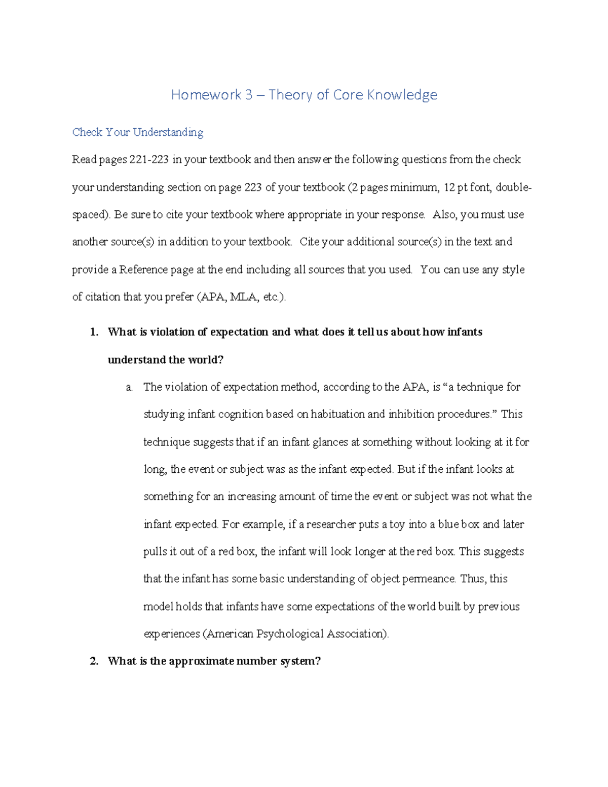 HW 3 - Theory of Core Knowledge - Homework 3 – Theory of Core Knowledge ...