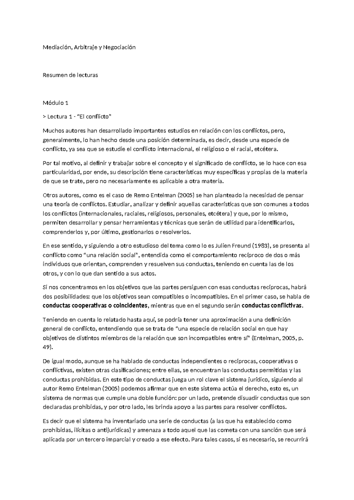 Mediación, arbitraje y negociación. Resumen de Lecturas - Mediación, Arbitraje y Negociación ...