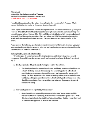 Planet in Peril Reflection Paper - Taliana Ayala Professor Long Survey ...
