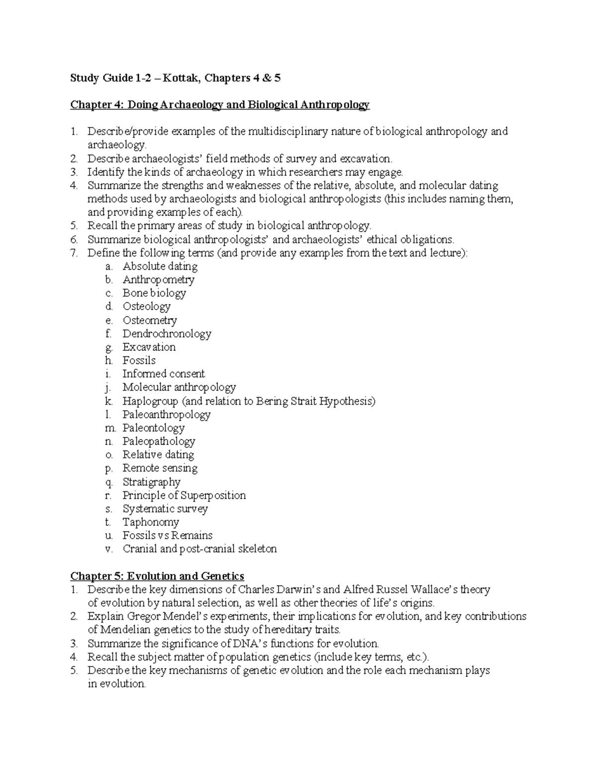 Study Guide 1-2 - Describe archaeologists’ field methods of survey and ...