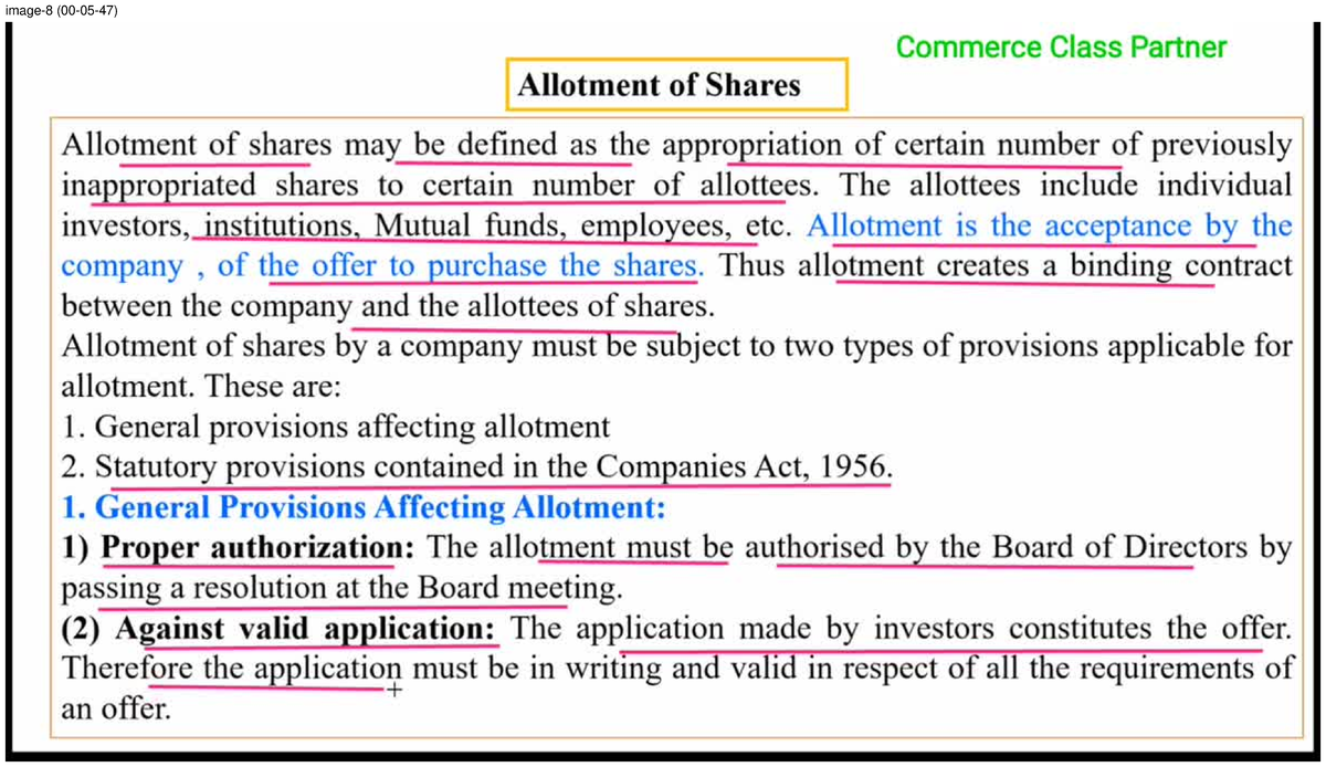 Allotment of Shares Provisions for Allotment of Shares Procedure for ...
