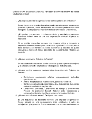 FORO Caracteristicas DEL Trabajo EN Contexto Local - GA4-210201501-AA1-EV02- Foro sobre - Studocu
