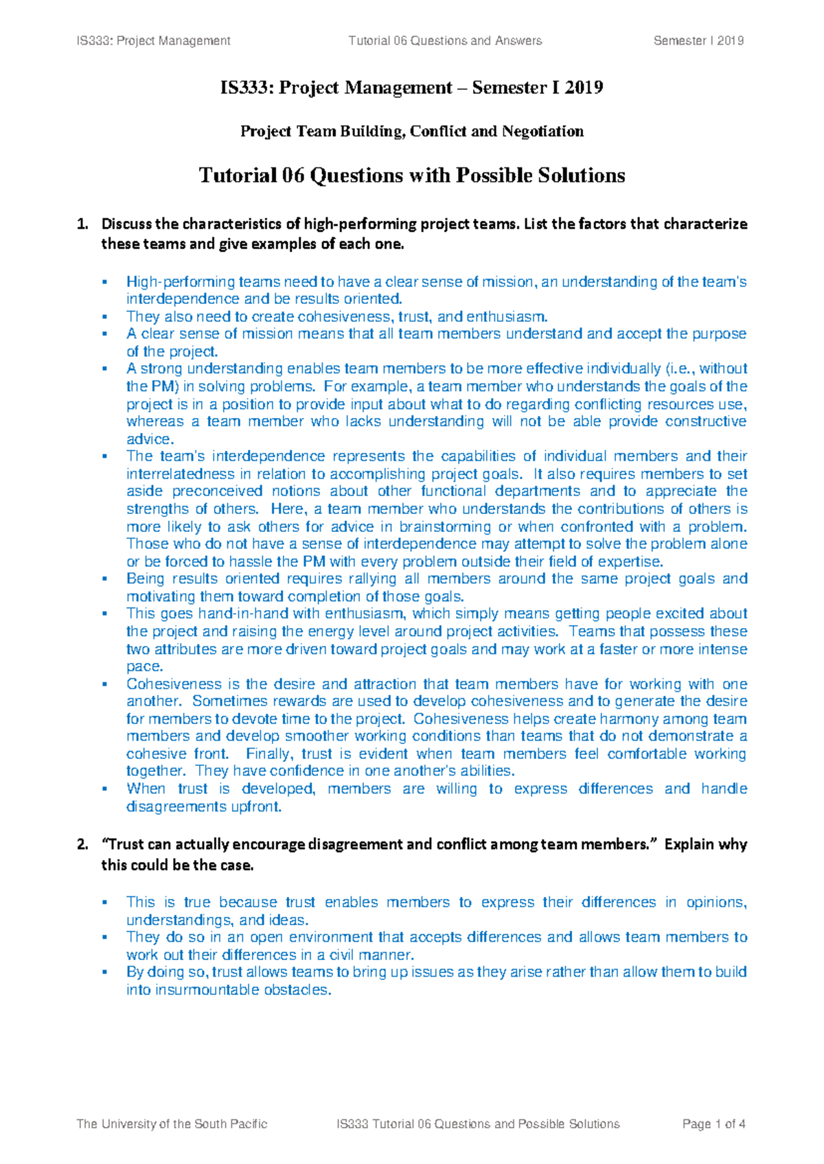 Tutorial 06 with Questions and Possible Solutions - IS333: Project ...