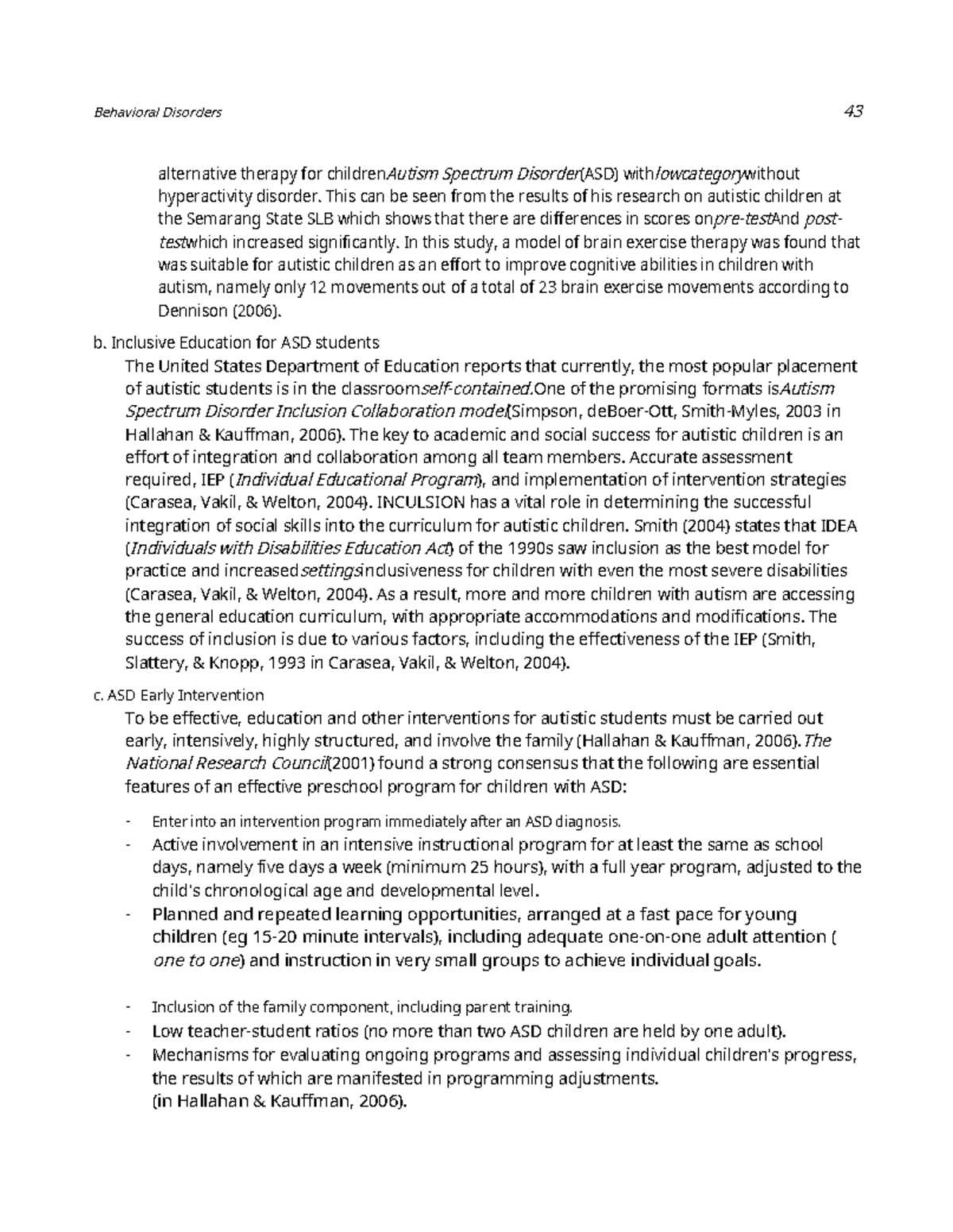 Psychology of Children with Special Needs - Behavioral Disorders 43 ...