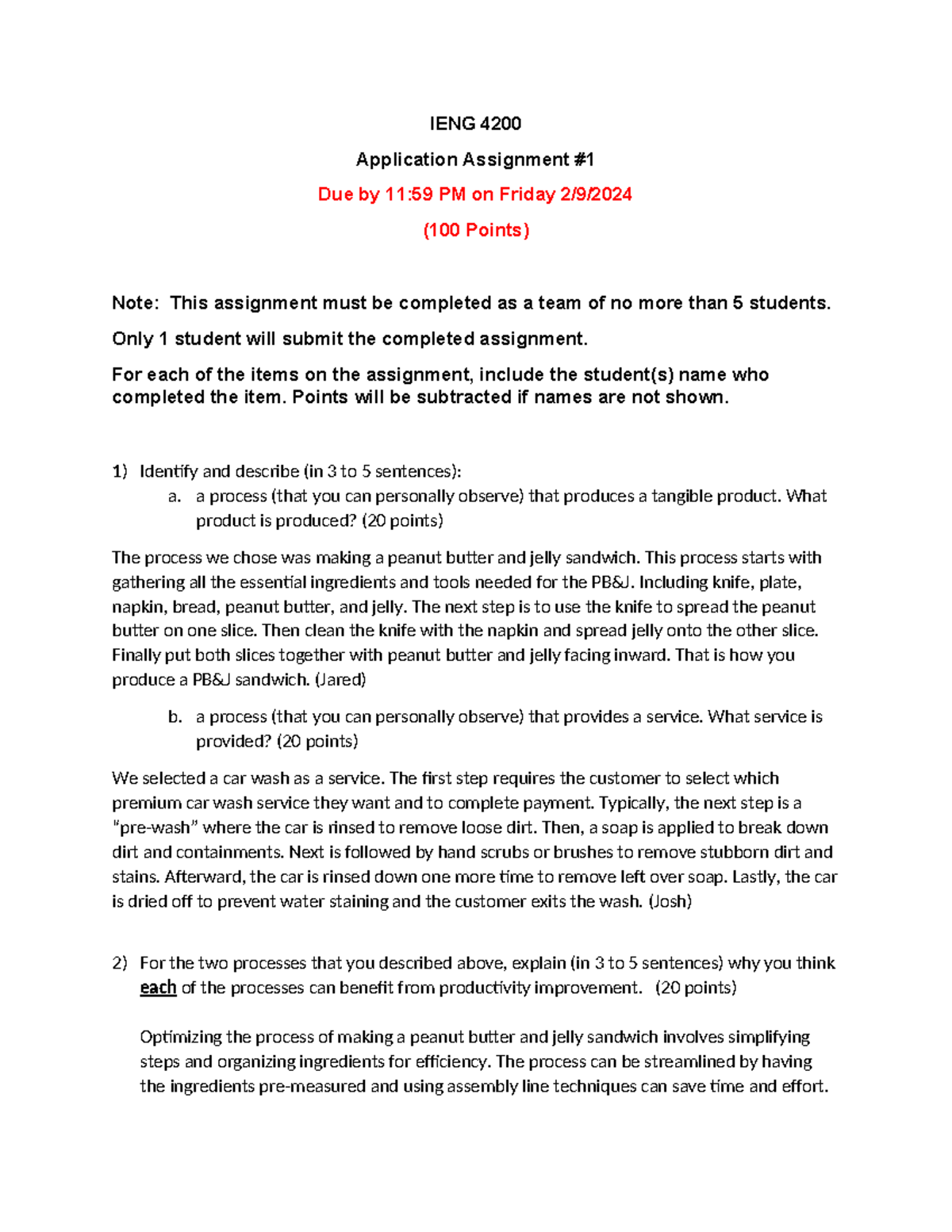 Application Assignment 1 001 - IENG 4200 Application Assignment Due by 11:59 PM on Friday 2/9 ...