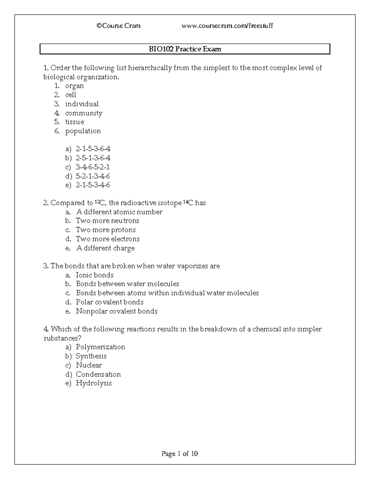 Sample/practice exam 2017, questions - ©Course Cram coursecram ...