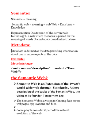 Semantic Web - JNTU - Studocu