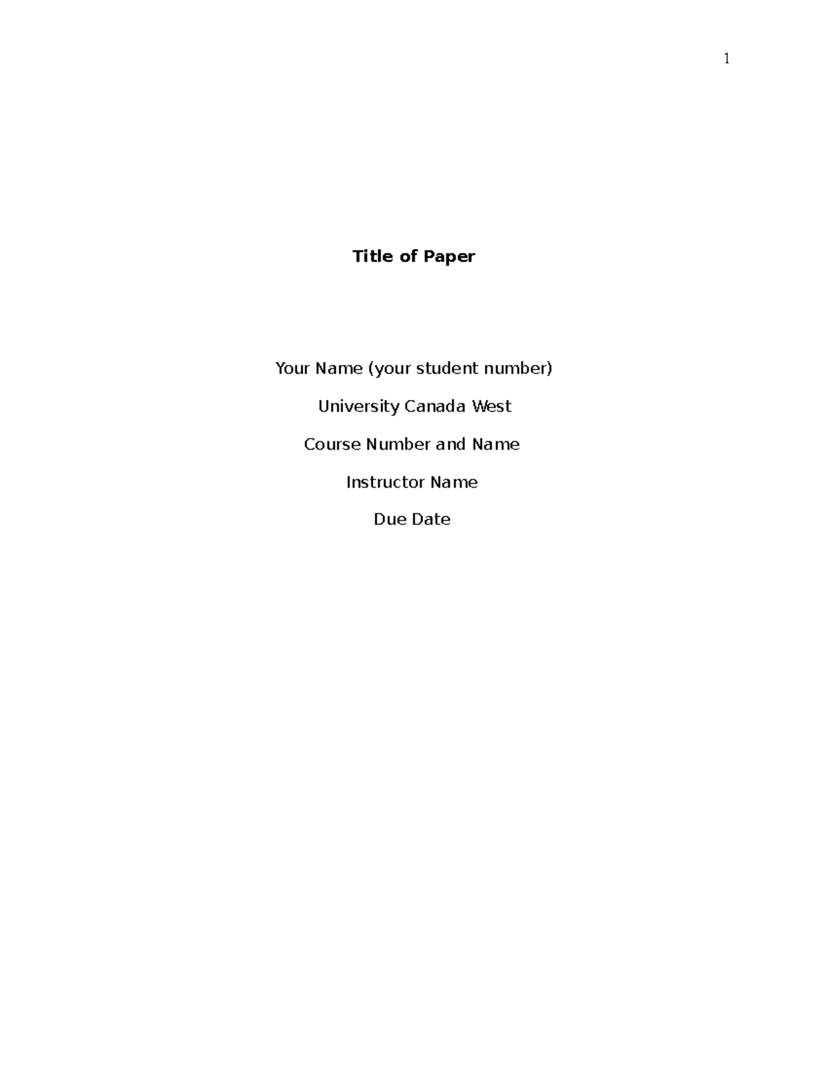 APA Paper Template 7th Ed - MBAF 501 - UCW - Studocu