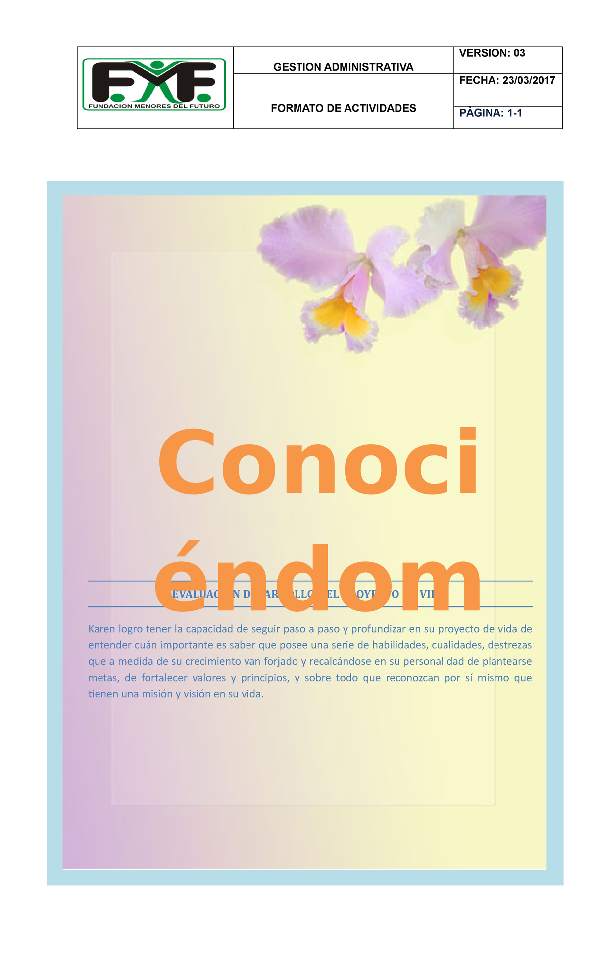 Proyecto de vida - Conoci éndom e ####### GESTION ADMINISTRATIVA ...