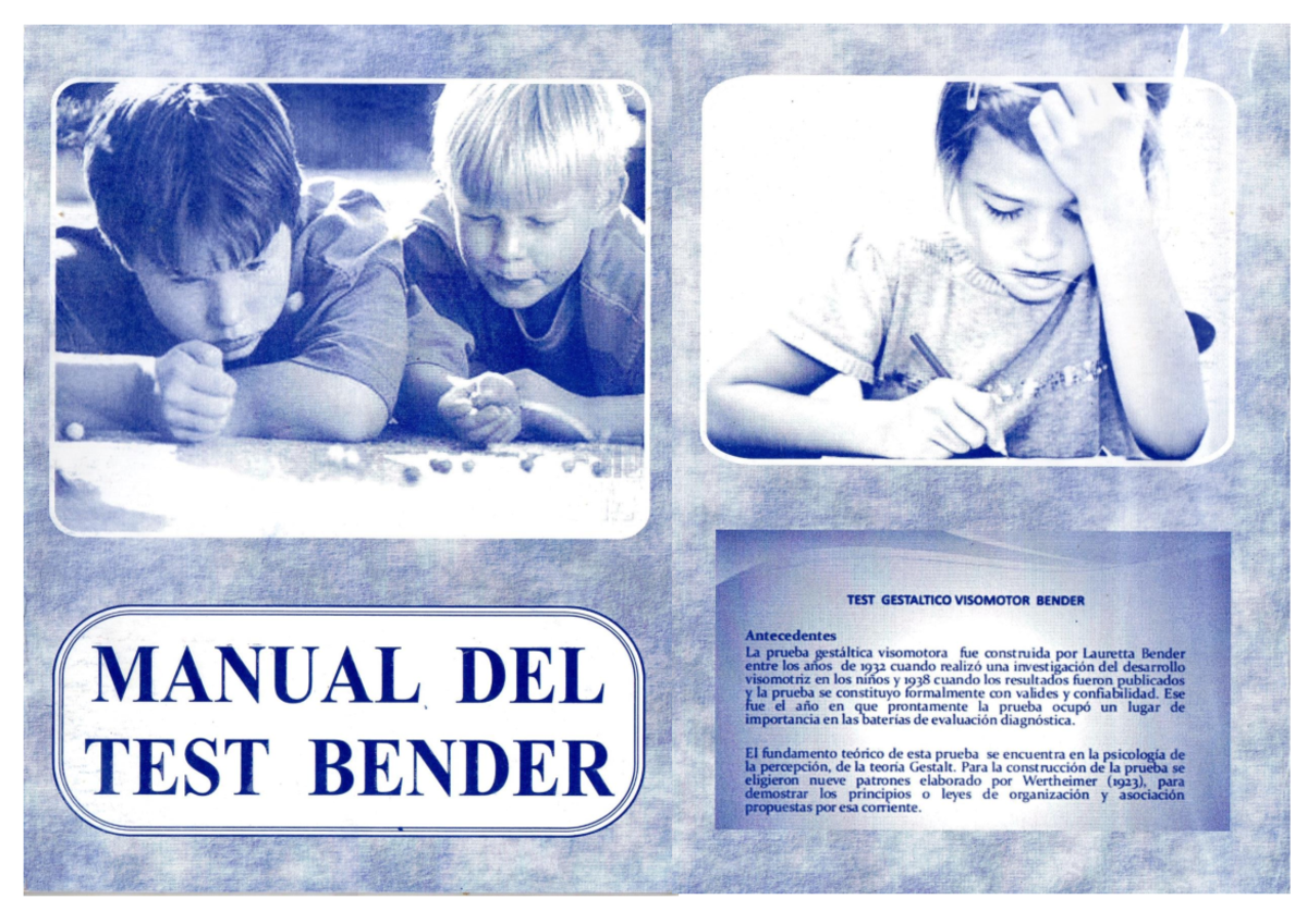 Manual DEL TEST Bender - TEST GESTALTICO VISOMOTOR BENDER Antecedentes ...