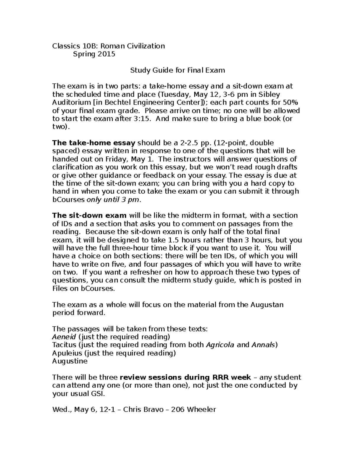 Final study guide - Summary Introduction To Roman Civilization ...