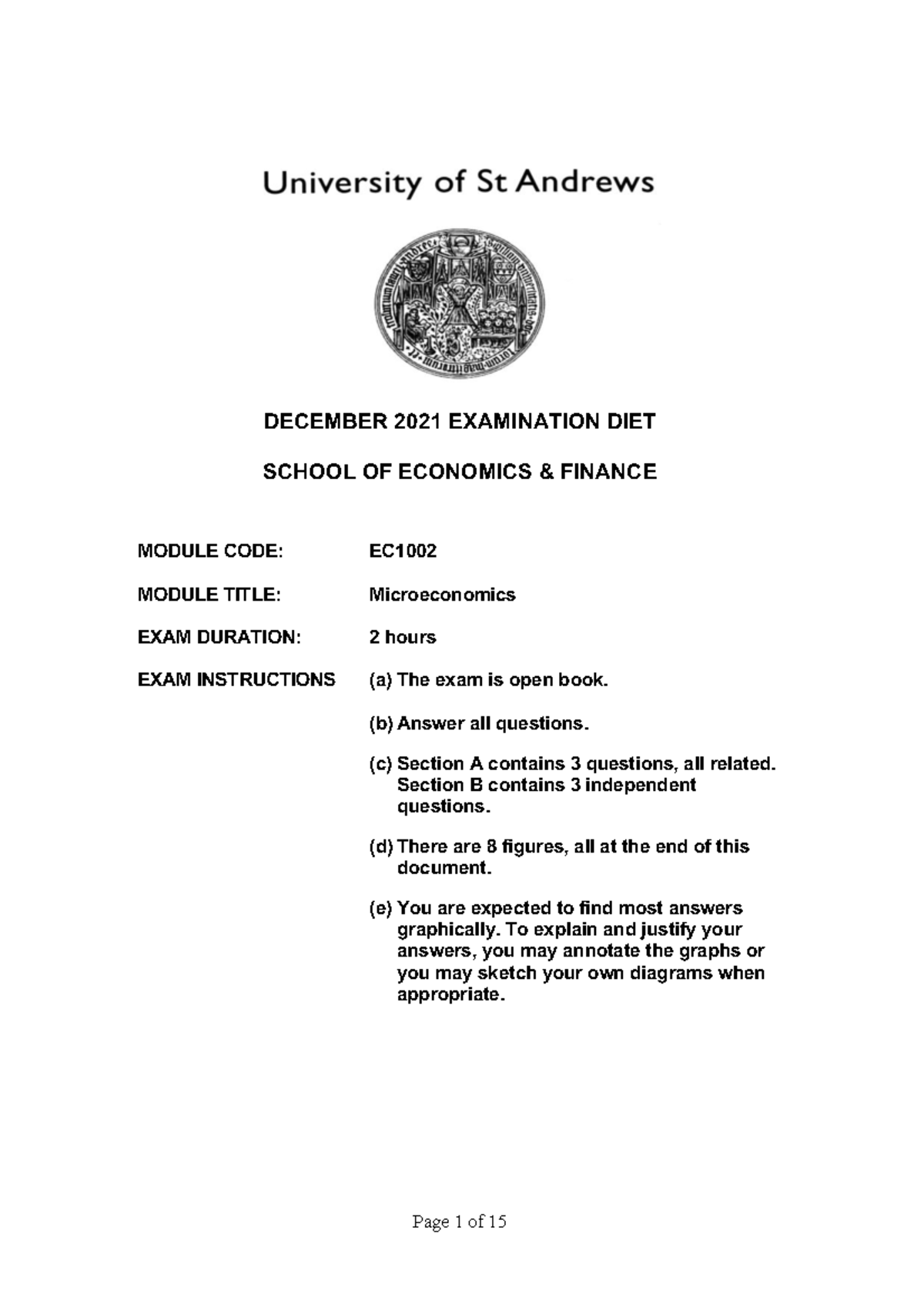 EC1002 22 1 1 - DECEMBER 2021 EXAMINATION DIET SCHOOL OF ECONOMICS ...
