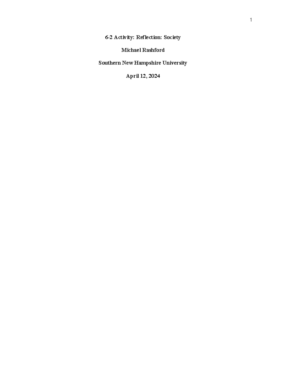 6-2 Activity Reflection Society - 6-2 Activity: Reflection: Society ...