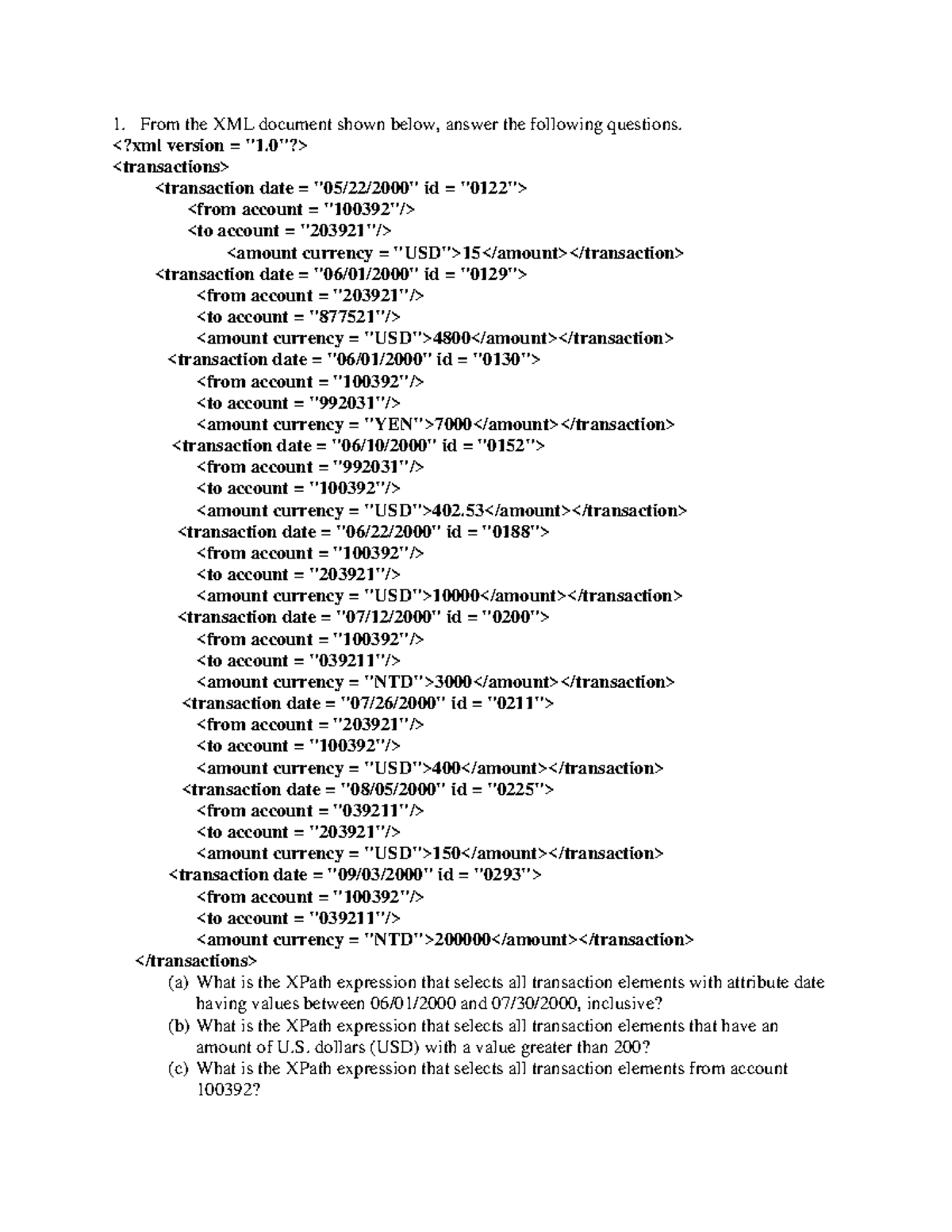 Xpath Exerciseexample From The Xml Document Shown Below Answer The Following Questions 9320