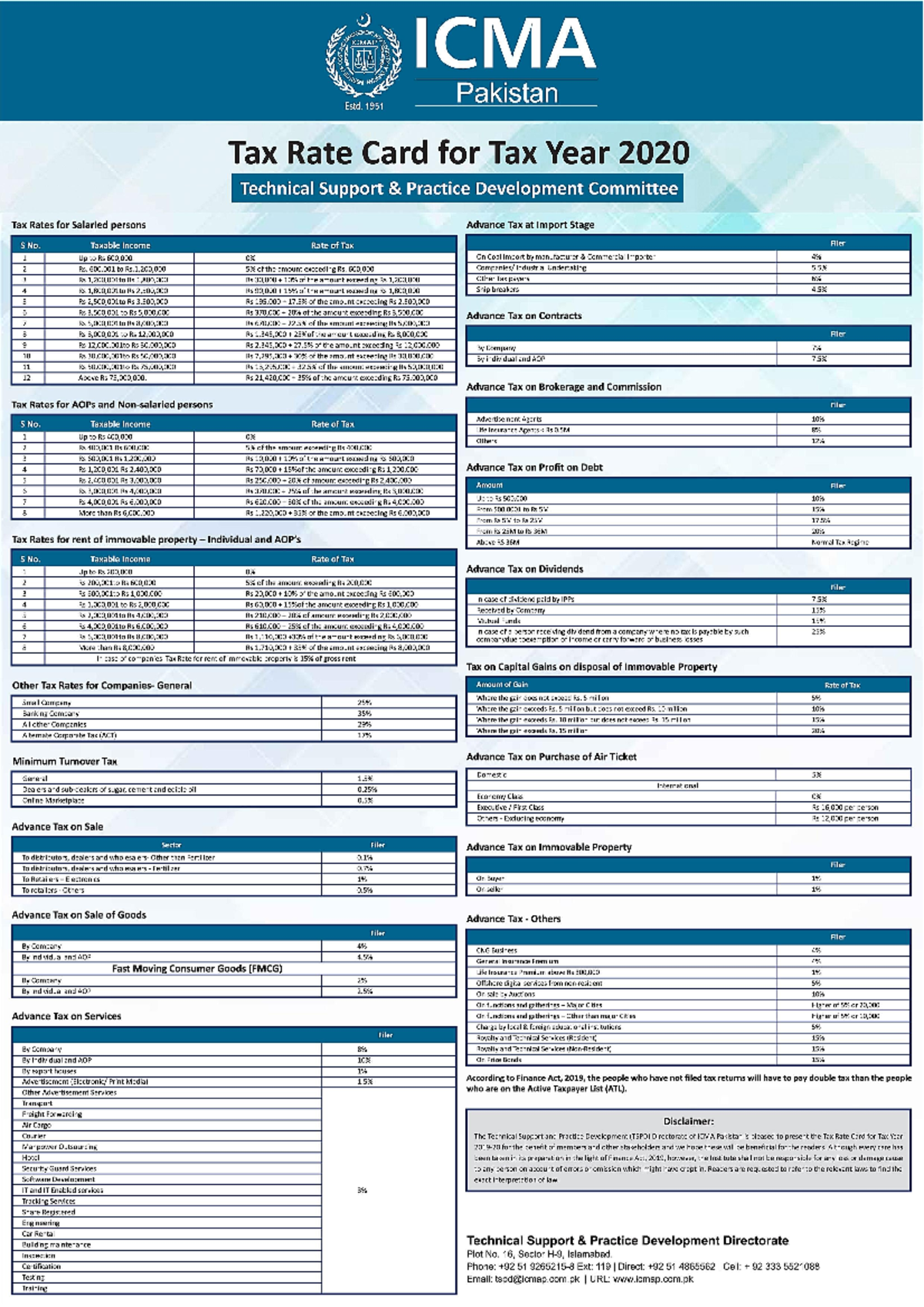 Tax Rate Card for Tax Year 2020 - MBA Project - Studocu