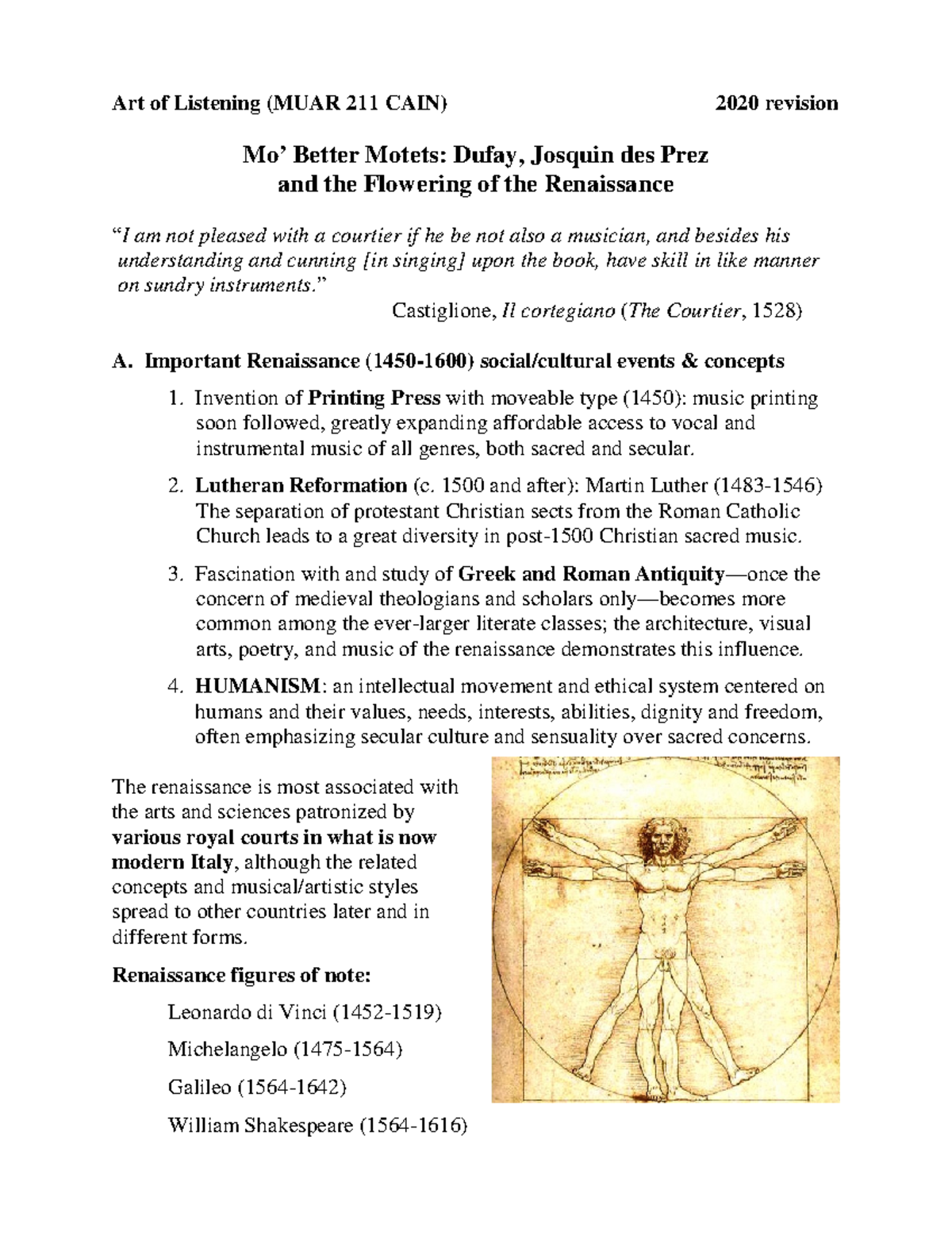 Day 04 Student Notes Renaissance 1 (Fall 2020 revision) - Art of ...