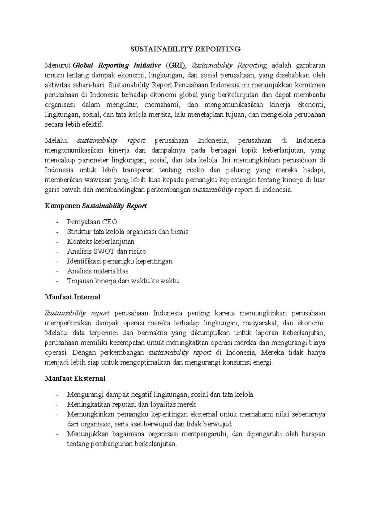 Tugas TM 10 - Menurut Global Reporting Initiative (GRI), Sustainability ...