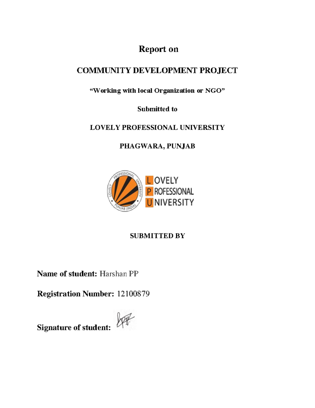 Harshan PP NGO Report - Report on COMMUNITY DEVELOPMENT PROJECT ...