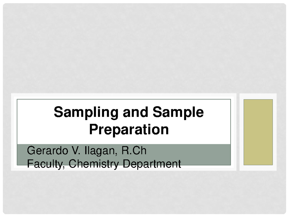 Sampling and Sample Preparation - Sampling and Sample Preparation ...