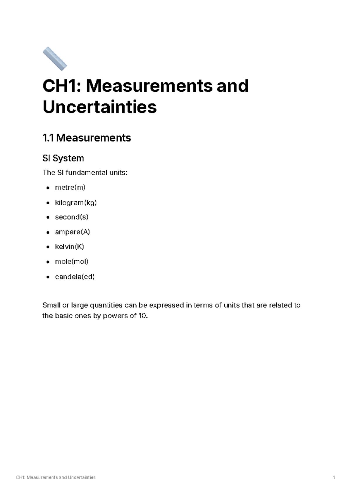 CH1 Measurements and Uncertainties - 📏 CH1: Measurements and ...