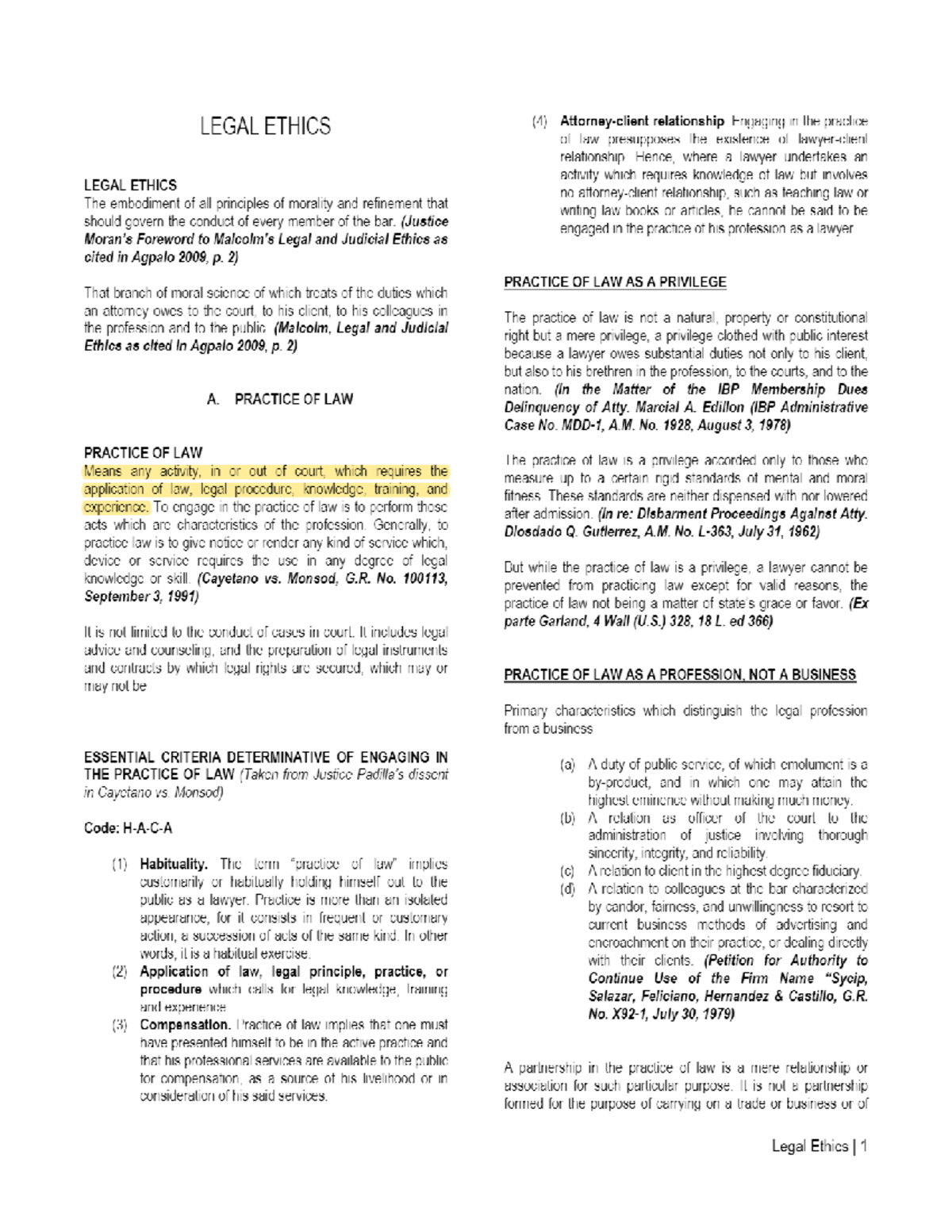 Legal Ethics - LPRO100 - Studocu