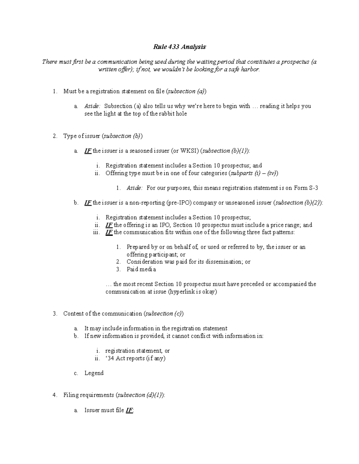 Rule 433 Flow Chart - Rule 433 Analysis There must first be a ...