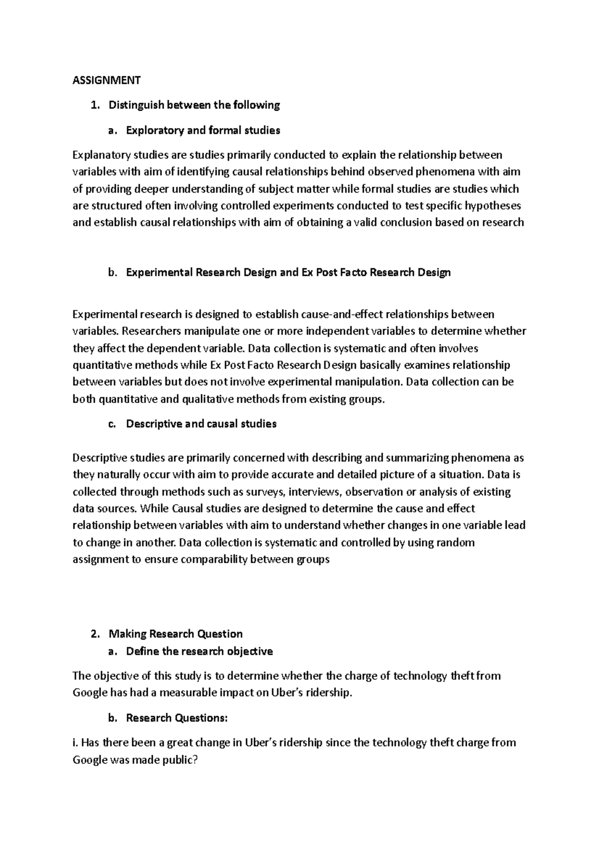 Assignment - ASSIGNMENT Distinguish between the following a ...