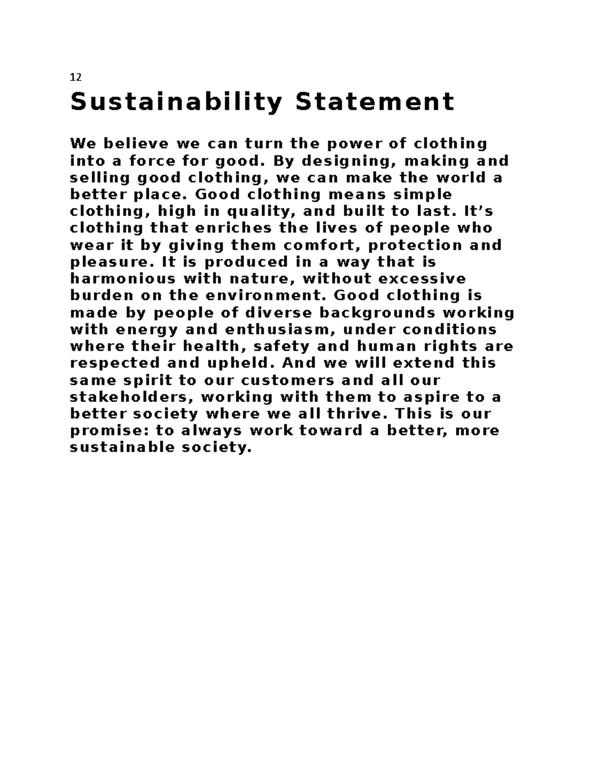 Studoc - 123 - kung cfrghn - 12 Sustainability Statement We believe we ...