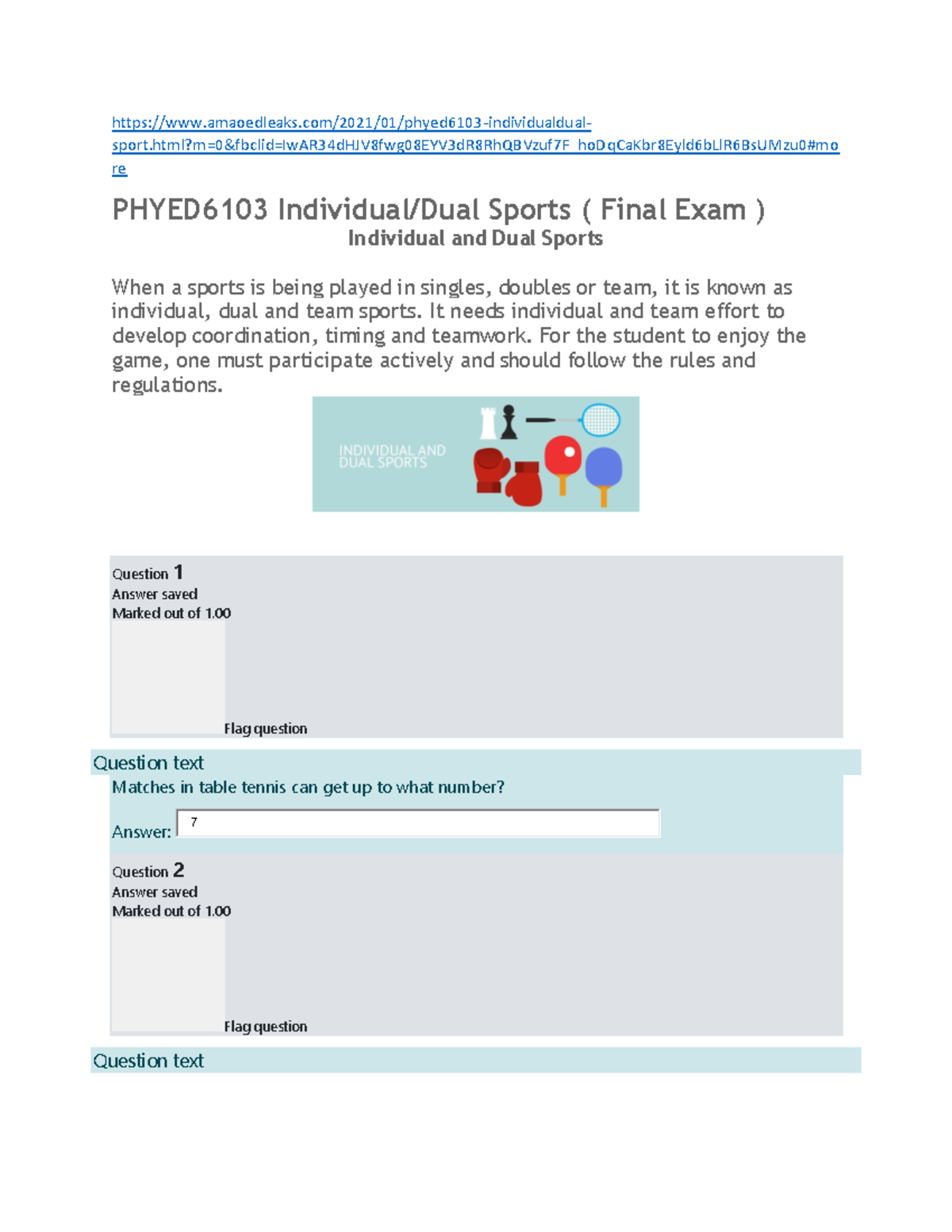 Dual sports - oed - amaoedleaks/2021/01/phyed6103-individualdual- - Studocu