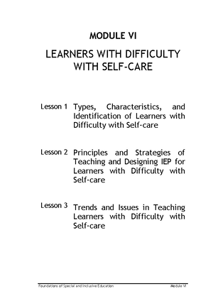 Module-5 - MODULE V LEARNERS WITH DIFFICULTY REMEMBERING AND FOCUSING ...