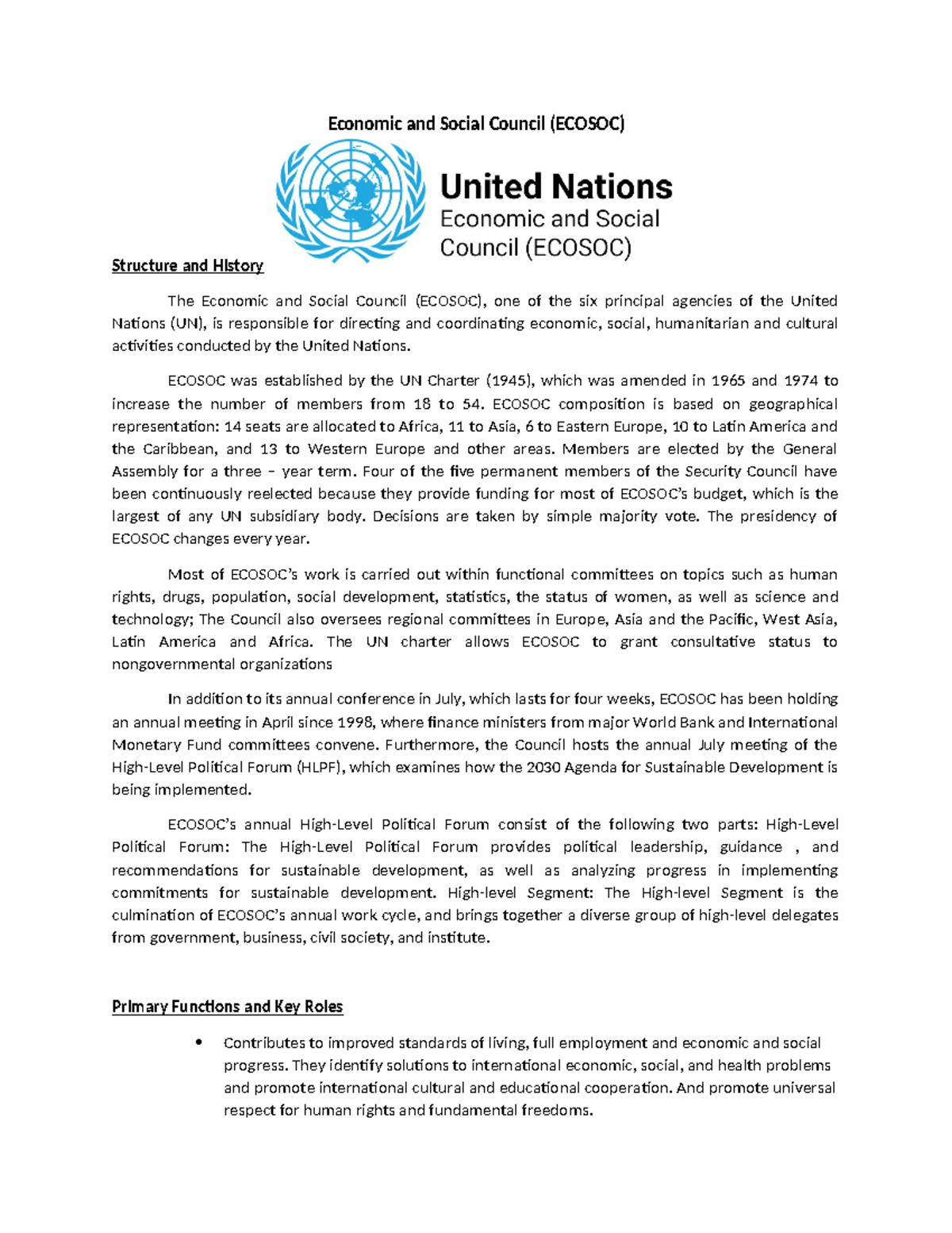 GE3 Ecosoc - Summary the contemporary world - Economic and Social ...