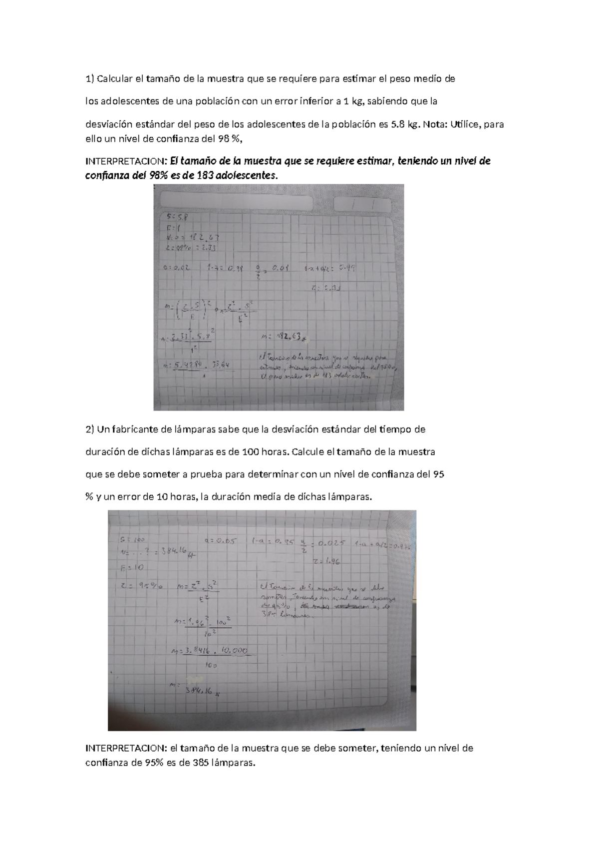 Tarea ejercicios propuestos semana 14 - Calcular el tamaño de la muestra que se requiere para ...