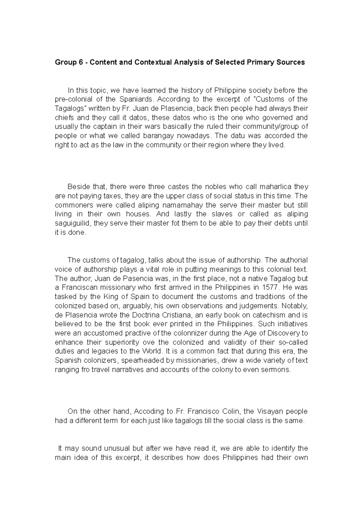 RPH 6 - Readings In Philippine History - Group 6 - Content and ...