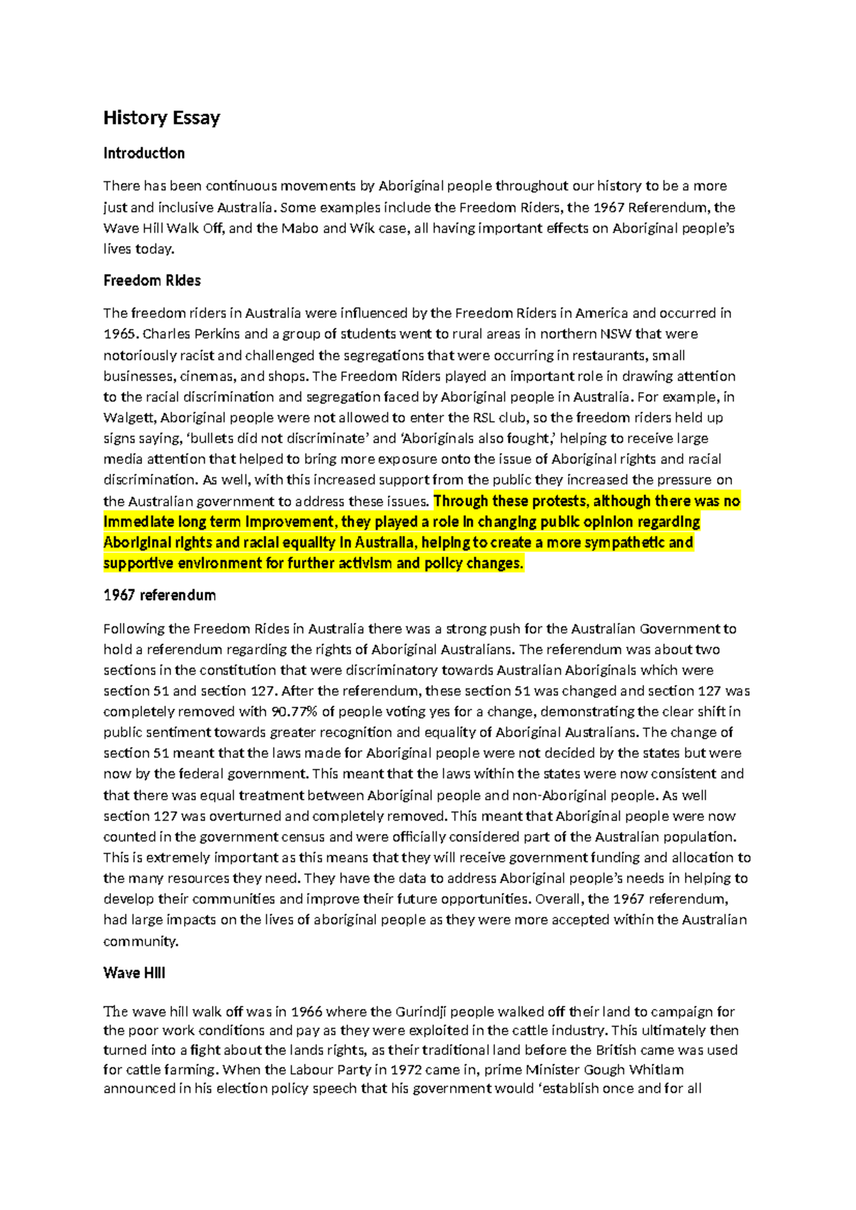 Essay - for History - History Essay Introduction There has been ...