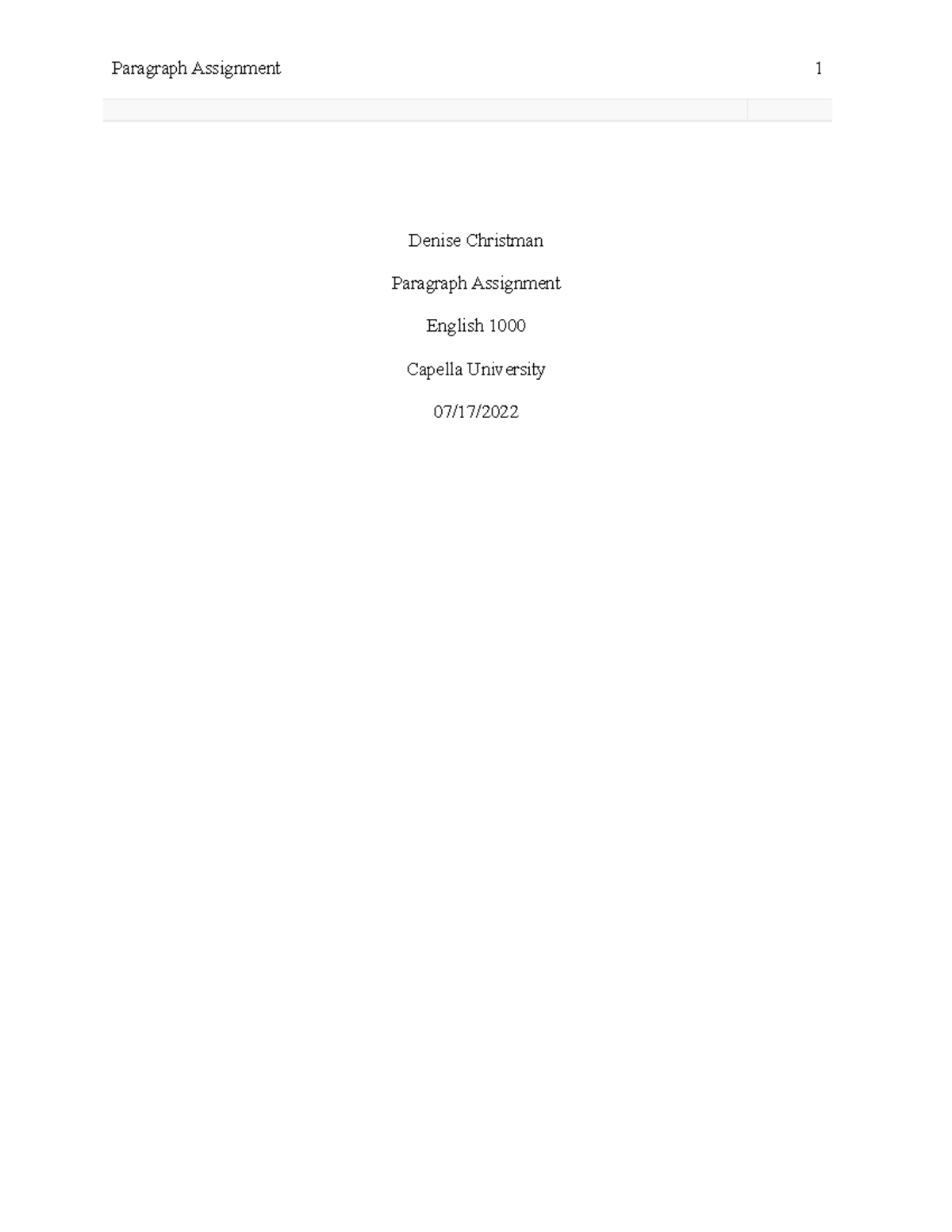 Paragraph Assignment - This was an essay about who inspired you to go ...