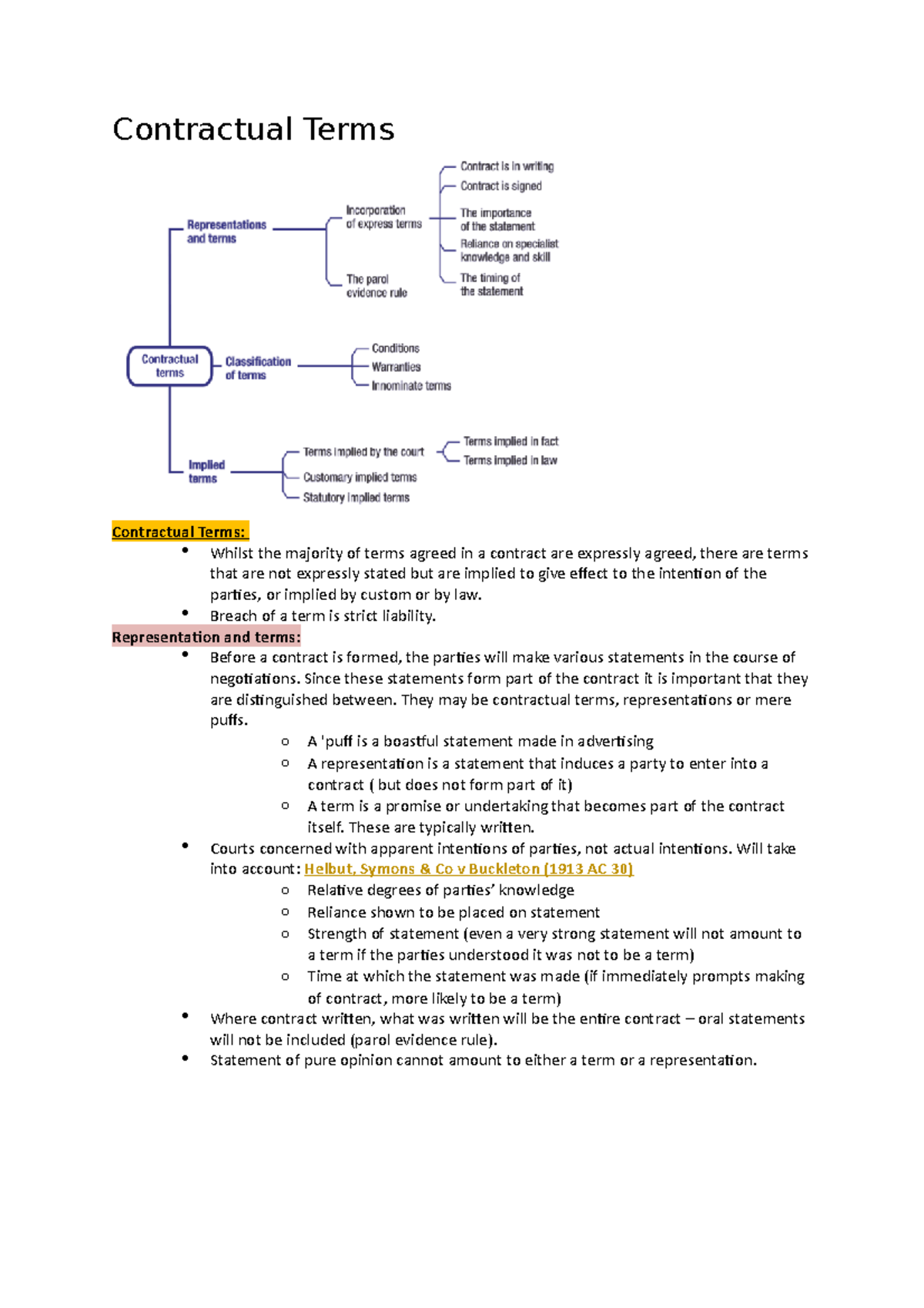 Contractual Terms - Summary - Contractual Terms Contractual Terms ...