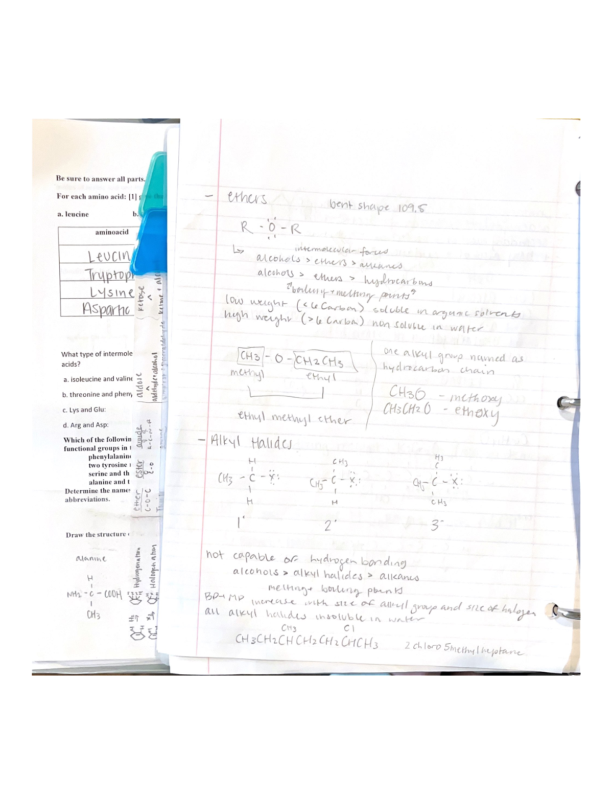 Chapters 7-13 Prof Raval - Be sure to answer all parts For each amino ...