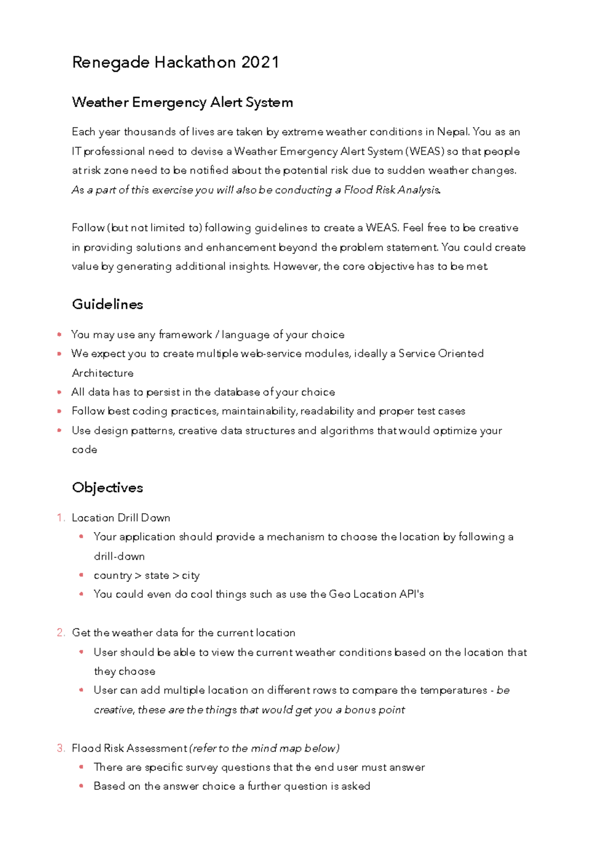 Renegade Hackathon 2021 - Renegade Hackathon 2021 Weather Emergency Alert System Each year ...