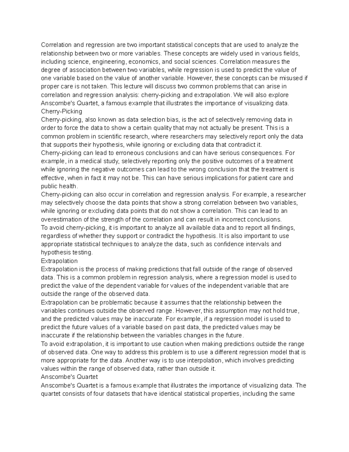 Basic Statistics lecture notes 3 - Correlation and regression are two ...