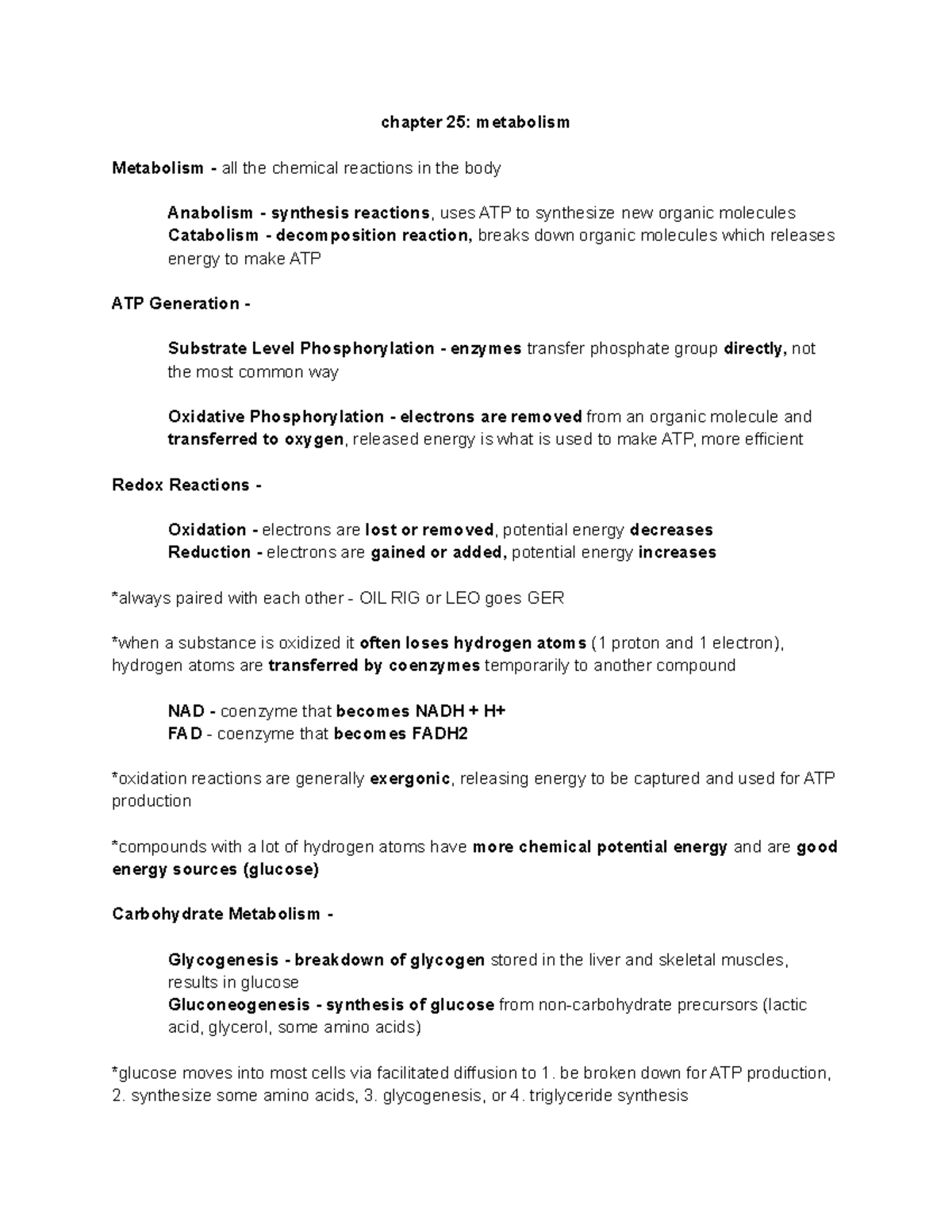 Chapter 25: Metabolism - chapter 25: metabolism Metabolism - all the ...