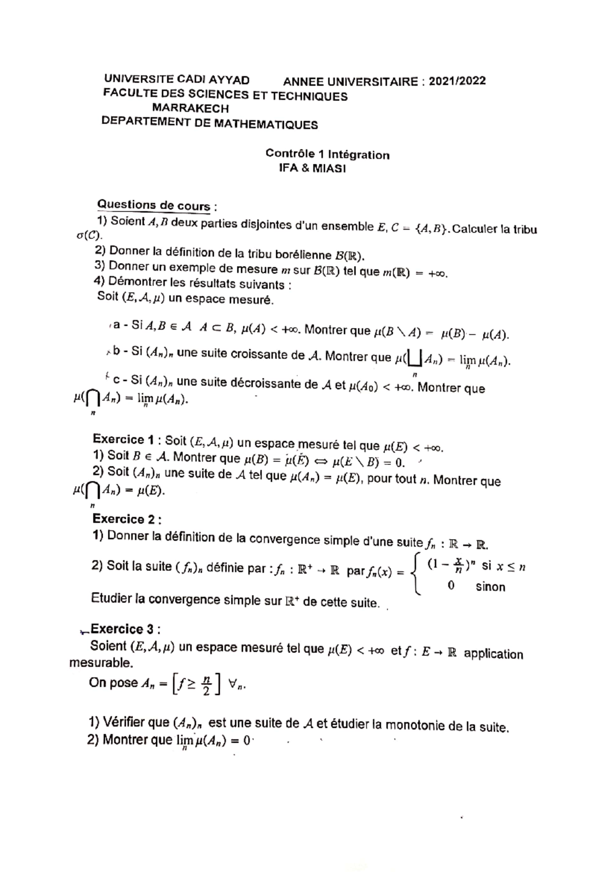Les controls différents - Sciences Mathématiques Et Informatiques - Studocu