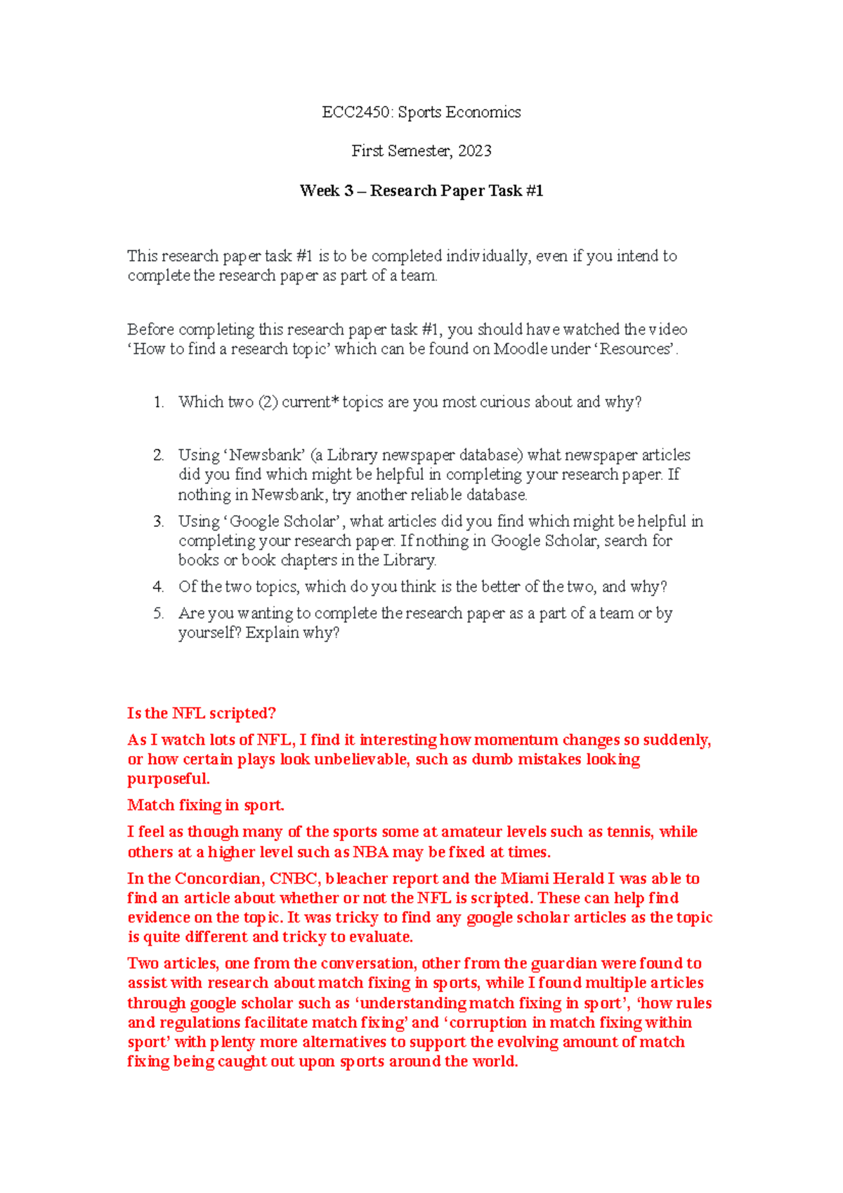 Week 3 Research Paper Task # 1 - ECC2450: Sports Economics First ...