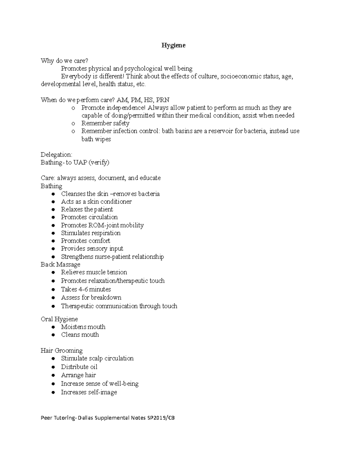 Nursing Implications - Hygiene - Hygiene Why do we care? Promotes ...