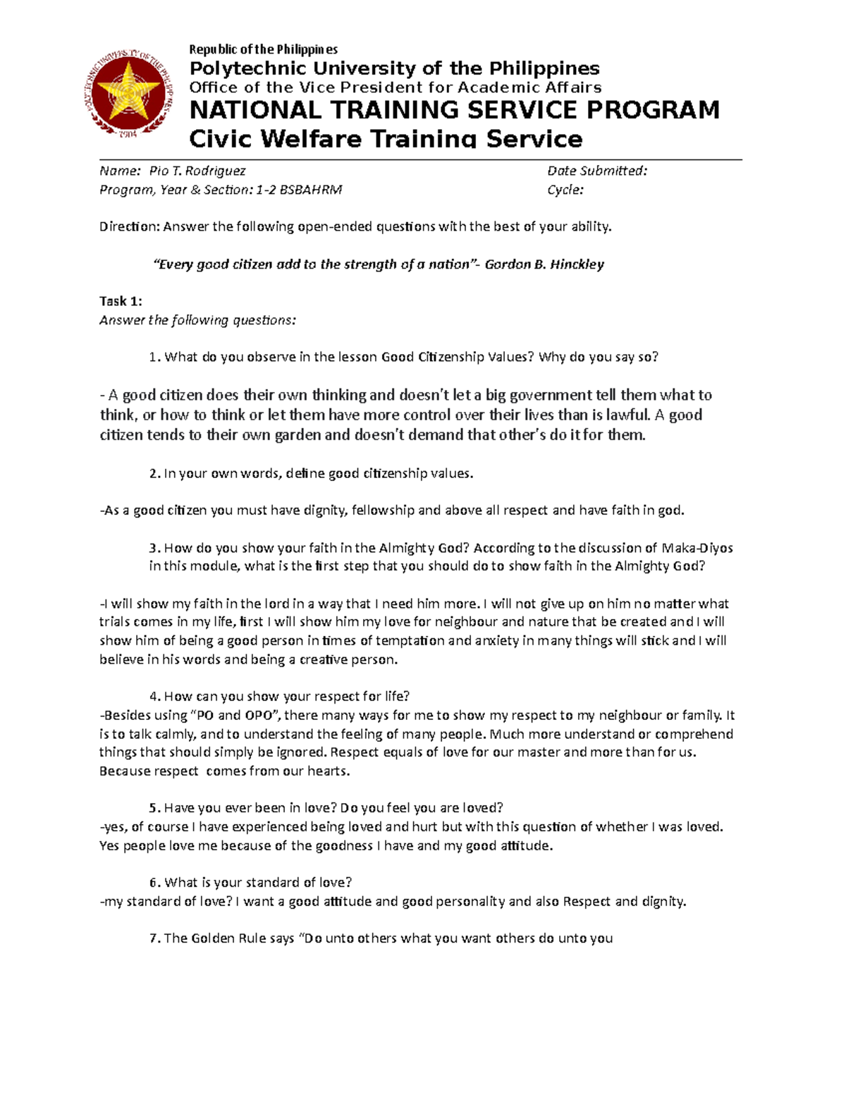 Module 2 Activity WITH Answer - - Studocu