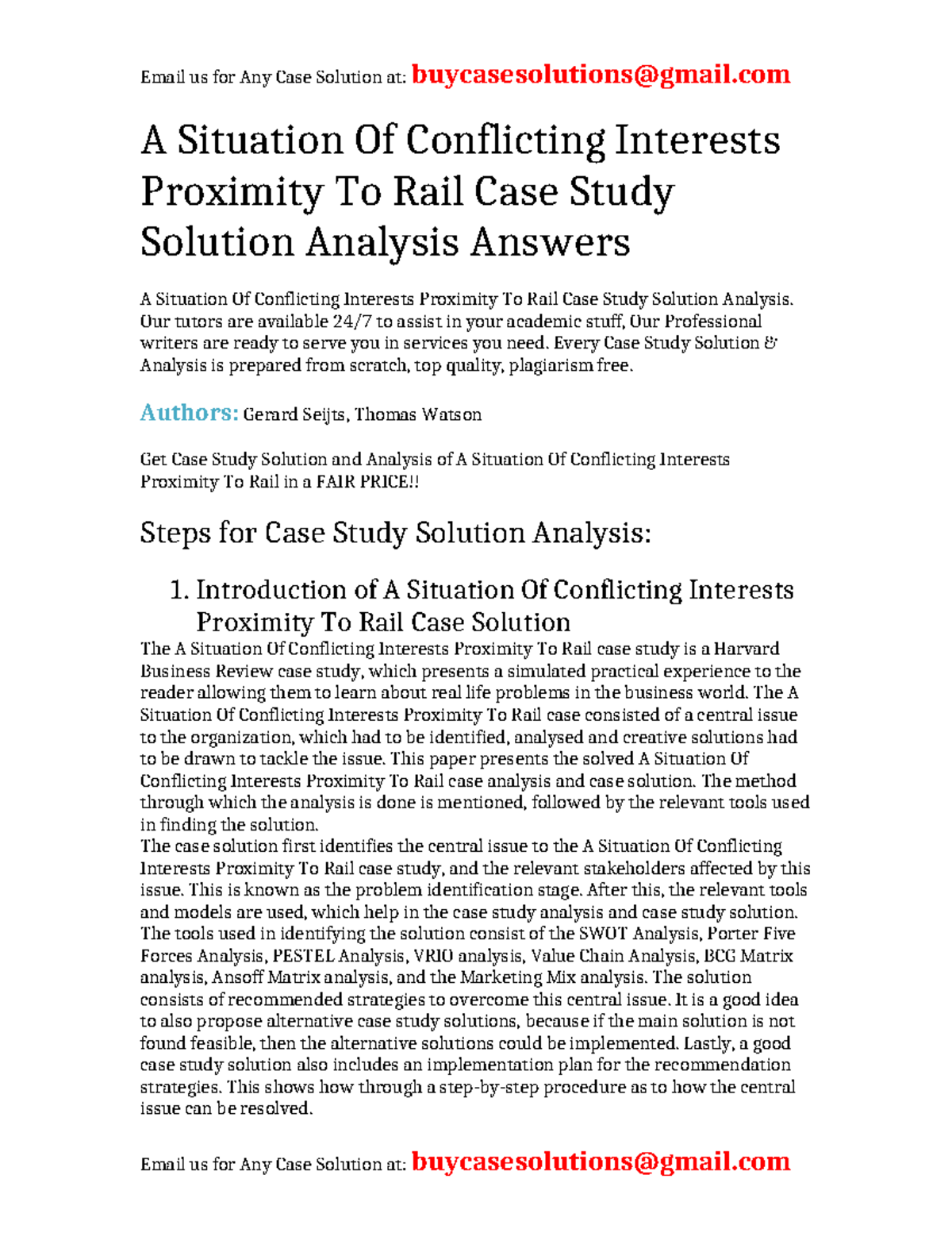 Case Solution A Situation Of Conflicting Interests Proximity To Rail ...
